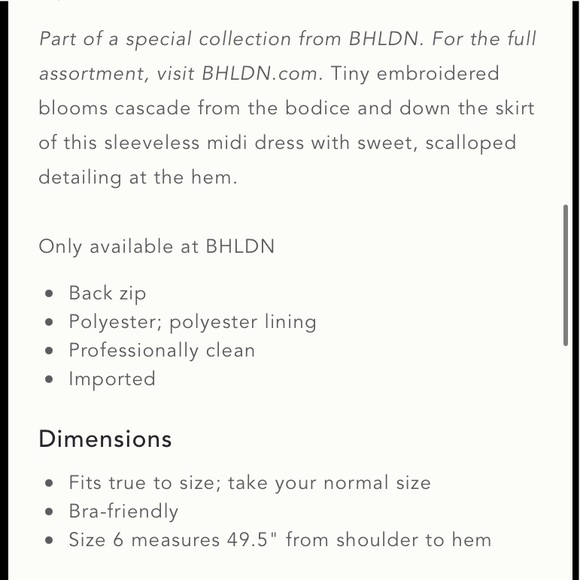 BHLDN | Dresses | Nwt Bhldn Parsons Embroidered Tulle Midi Dress Sizes ...